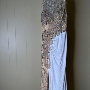 Cache | Dresses | Nude And White Jewel Encrusted Prom Or Gala Gown ...